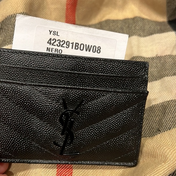 Yves Saint Laurent | Accessories | Yves Saint Laurent Caviar Leather Black Card Holder With ...